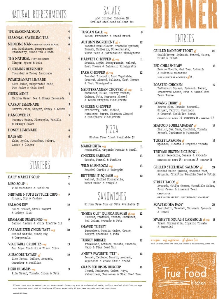True Food Kitchen Dinner Menu | PDF | Wine Grape Varieties | Wine
