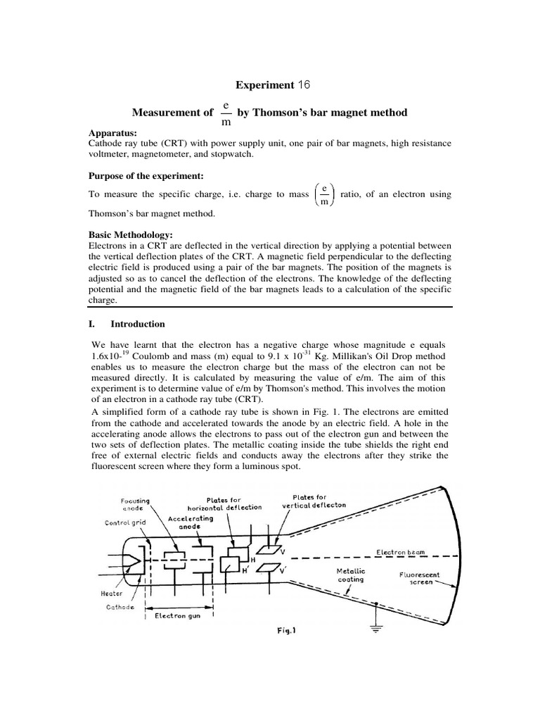 e by m Thomson Method | Cathode Ray Tube | Electron | Free 30-day Trial ...