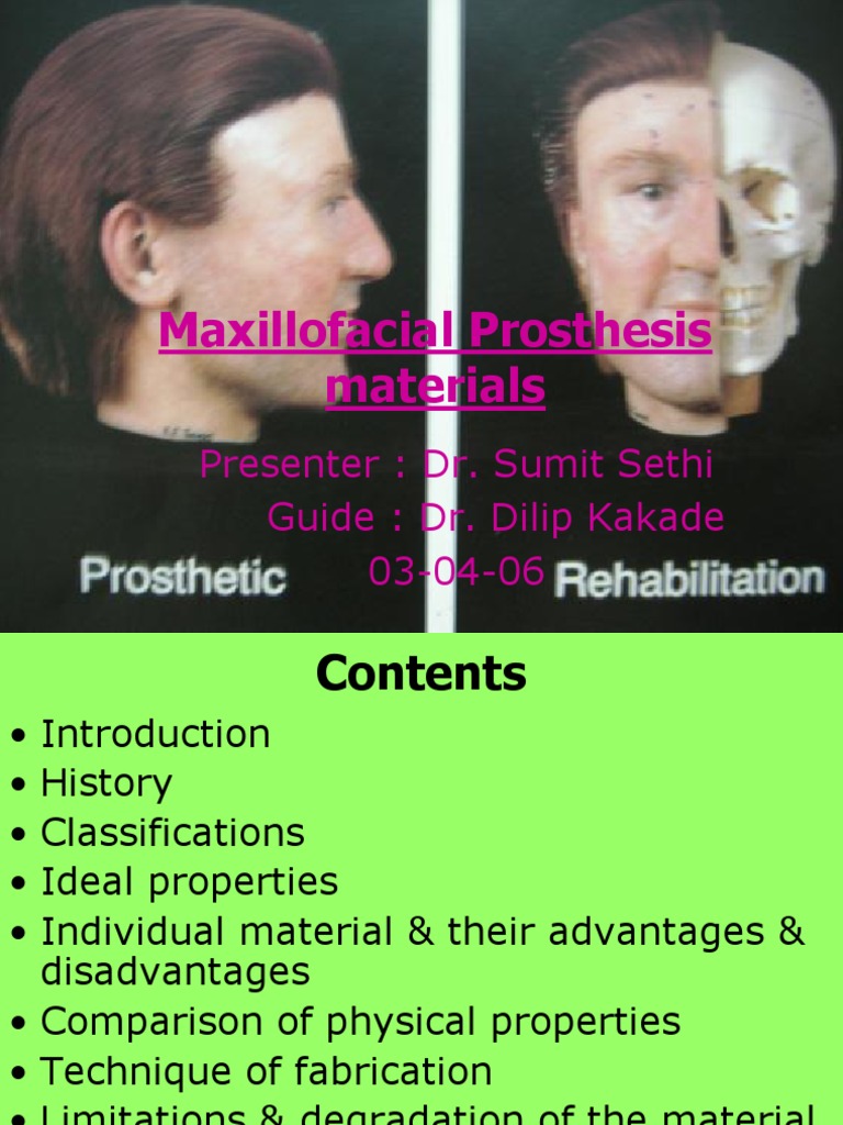 Maxillofacial Prosthesis Material Overview | PDF | Silicone | Polyvinyl ...