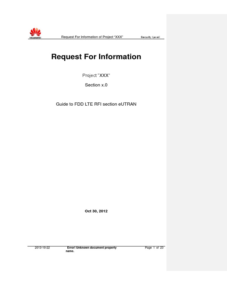 Huawei LTE RFP | PDF | Lte (Telecommunication) | Lte Advanced