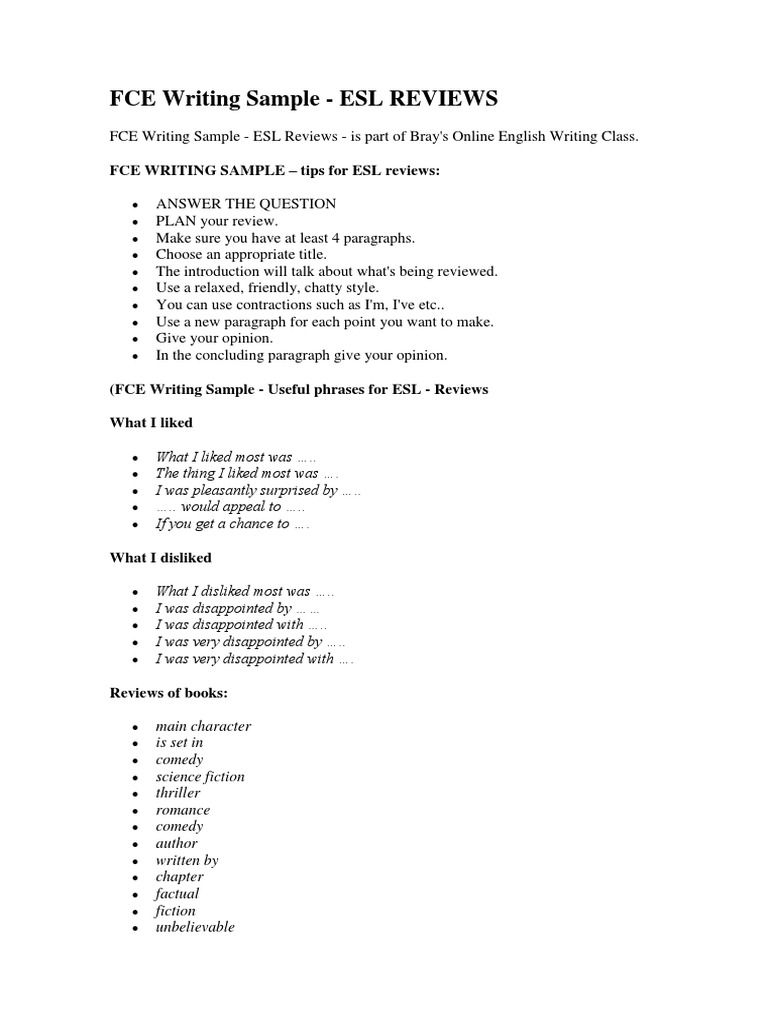 FCE Writing Sample | Download Free PDF | Argument | Restaurants