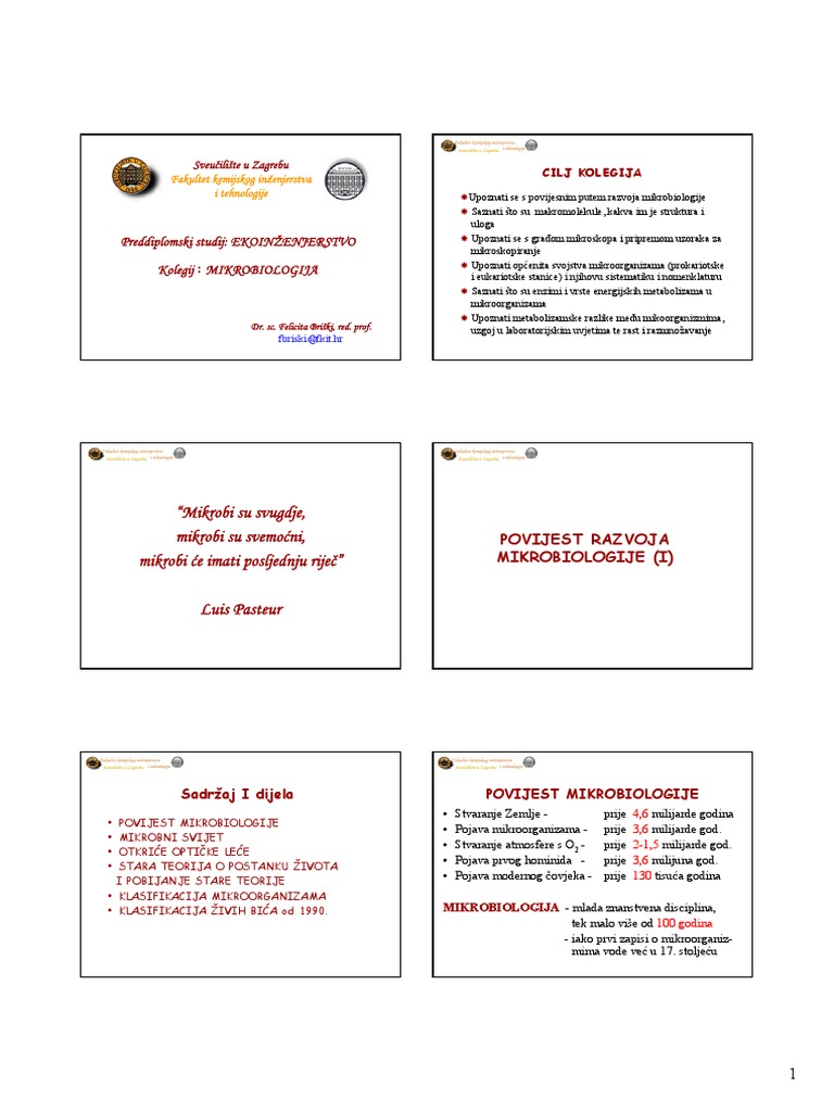 Mikrobiologija Predavanje 1 | PDF