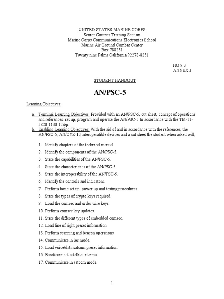PSC-5 Army Handout | PDF | Frequency Modulation | Communications Satellite