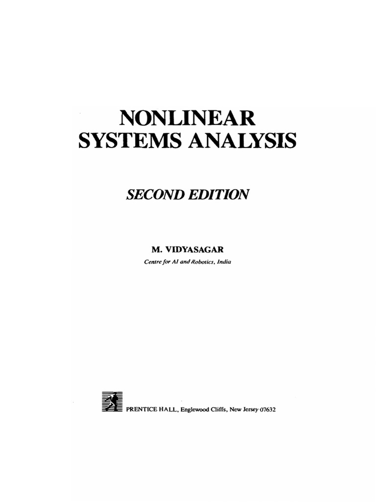 M. Vidyasagar Nonlinear Systems Analysis 2002 | PDF
