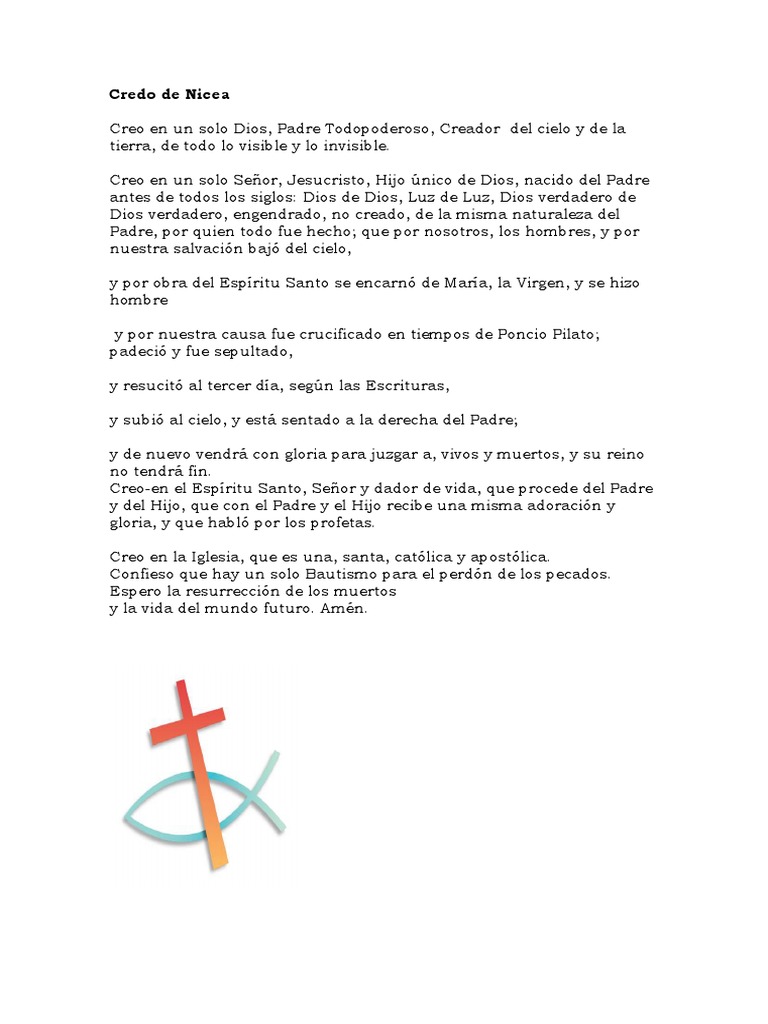 Credo De Nicea Pdf Espíritu Santo Salvación