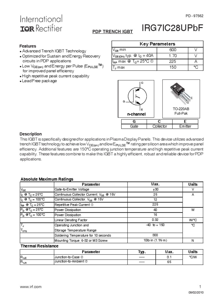 PD-97562 PDP Trench IGBT Features Advanced Technology | PDF ...