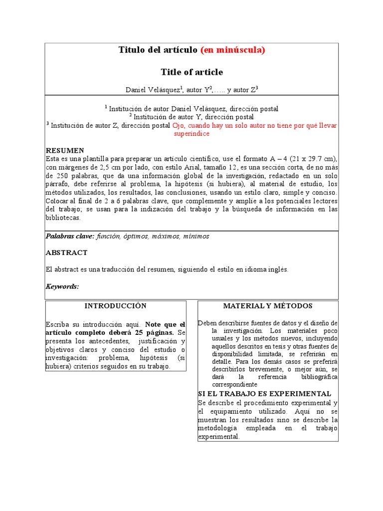 Formato Para Presentar ArtÍculo Cientifico Ciencia Verdad