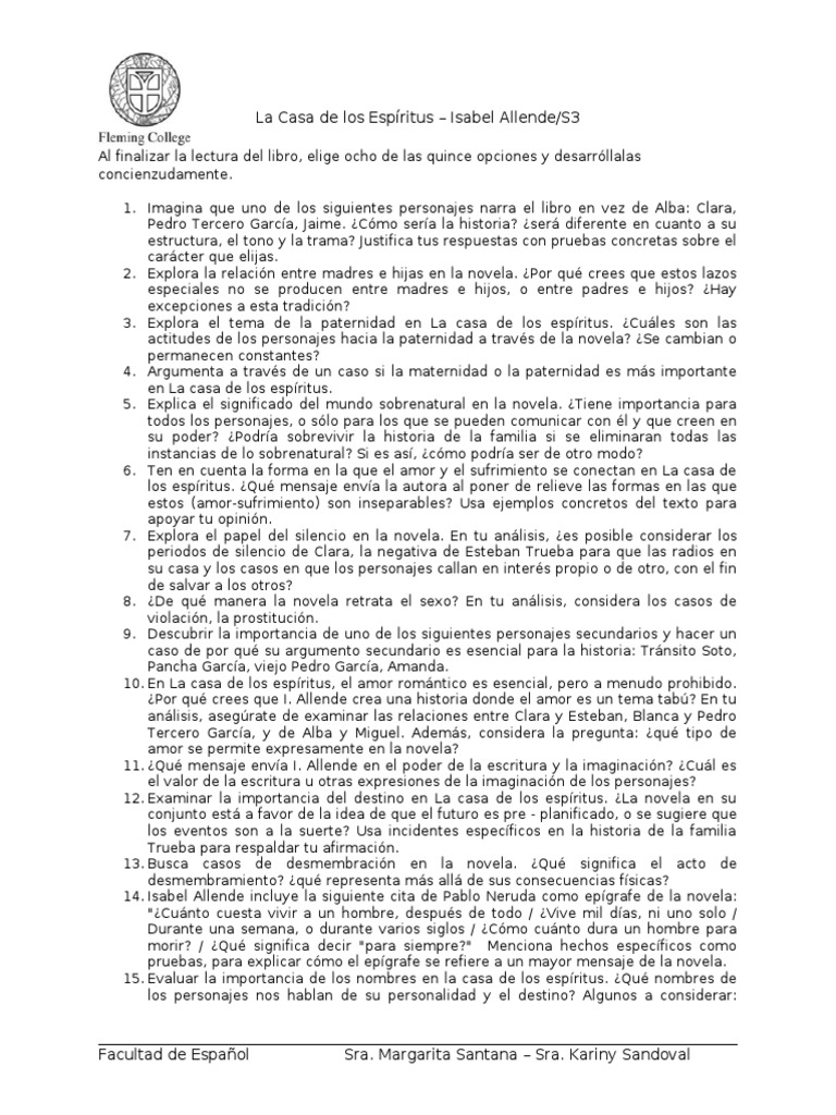 Análisis de "La Casa de los Espíritus" | PDF | Filosofía
