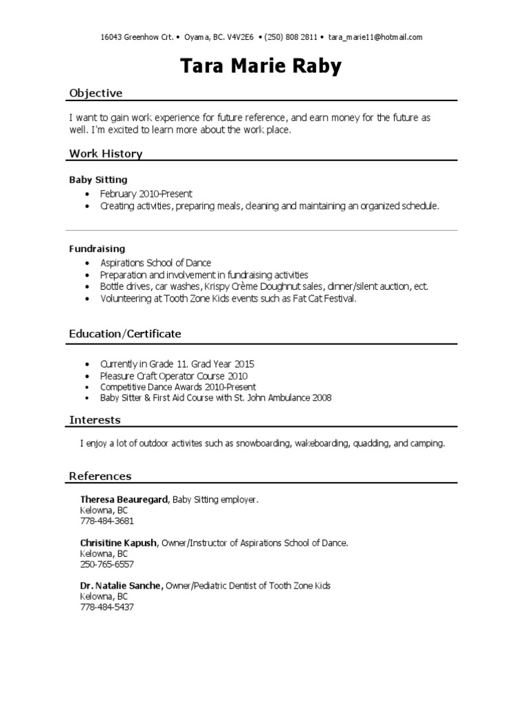 Tara Marie Raby's Resume Summary | PDF