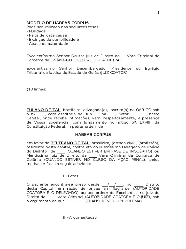 Habeas Corpus | Procedimento criminal | Habeas corpus