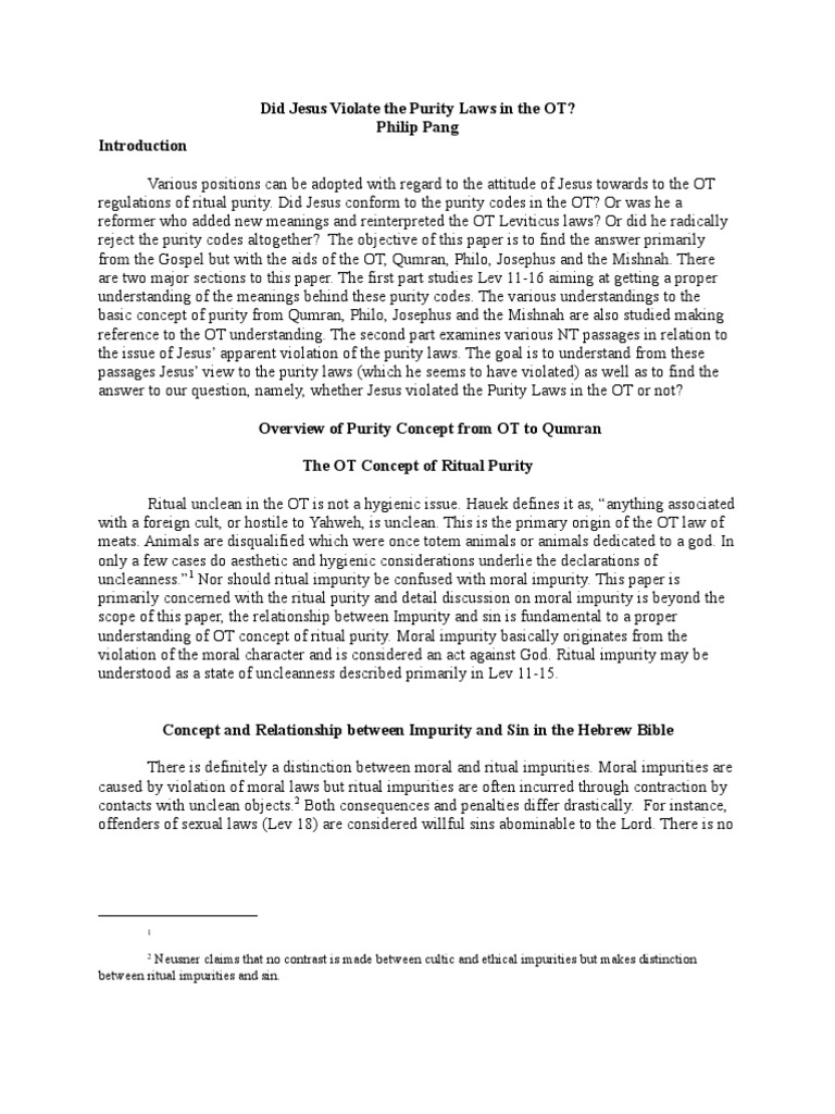 Did Jesus Violate The Purity Laws in OT | PDF | Pharisees | Jesus