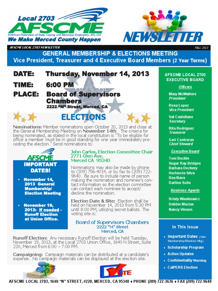 Local 2703 Newsletter Elections 11-14-13 | PDF | Credit Card | Government