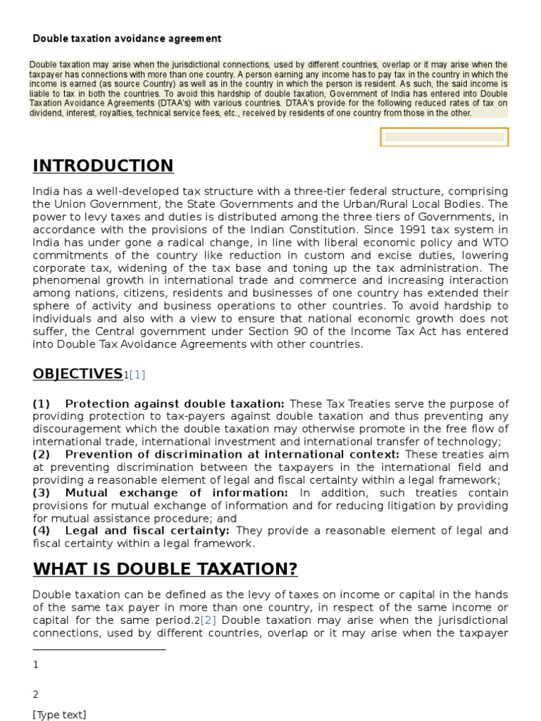 Double Taxation Avoidance Agreement | PDF | Double Taxation | Tax Treaty