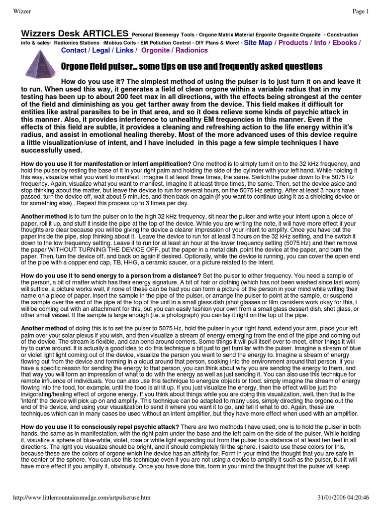 Using The Orgone Field Pulser | PDF | Hertz | Amplifier