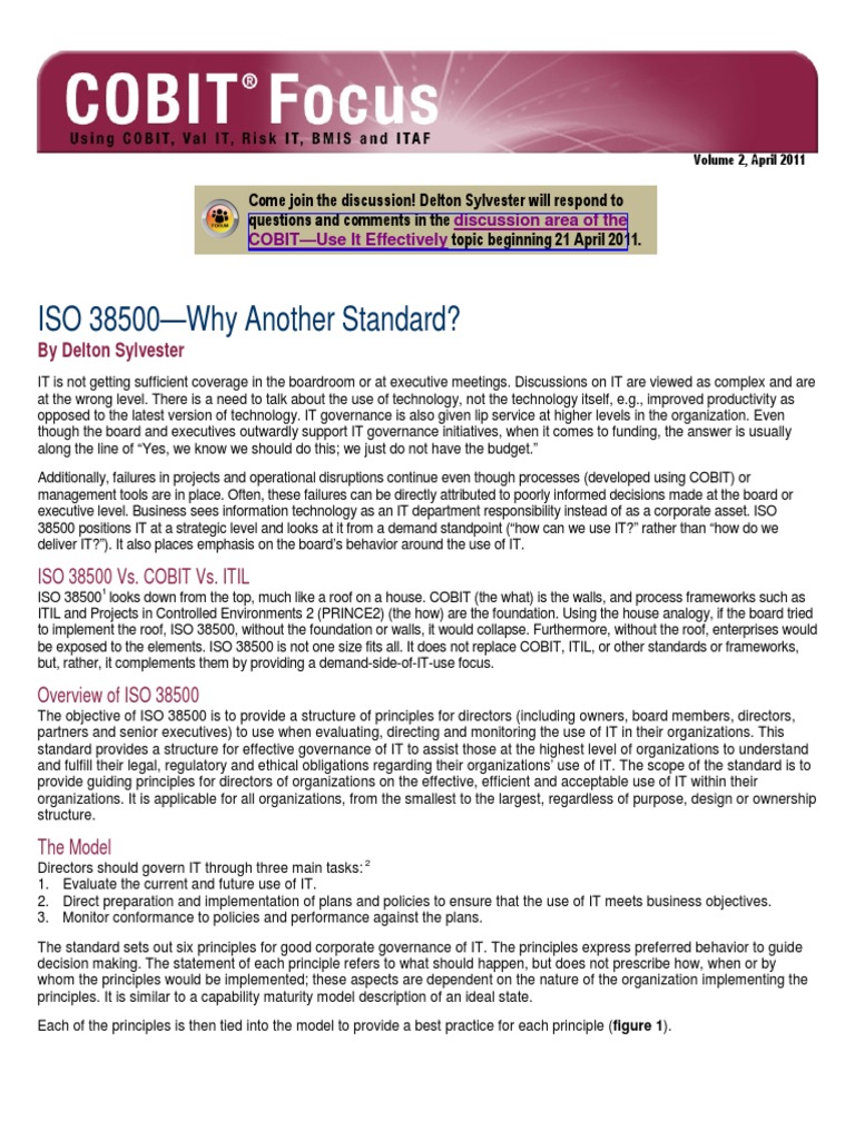 COBIT Focus ISO 38500 Why Another Standard PDF | PDF | Governance ...