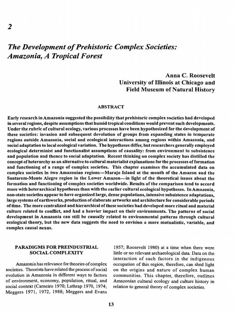 Prehistoric Complex Societies in Amazonia | PDF | Social Science