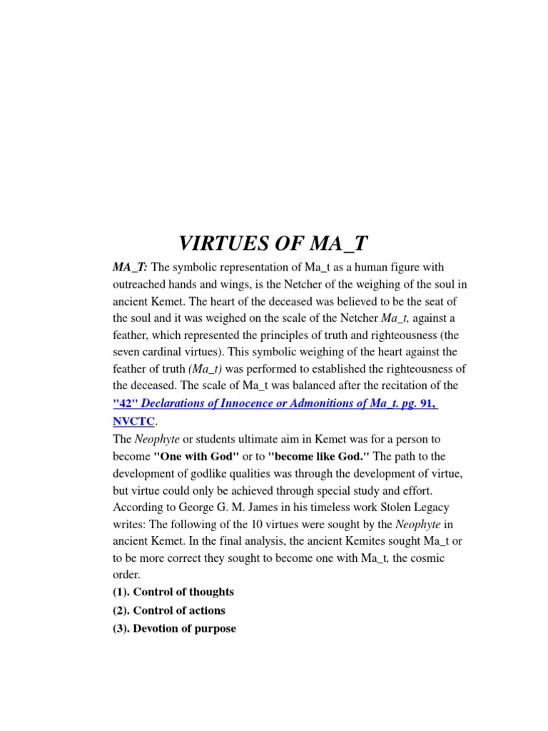 Virtues of Ma - T: MA - T: The Symbolic Representation of Ma - T As A ...