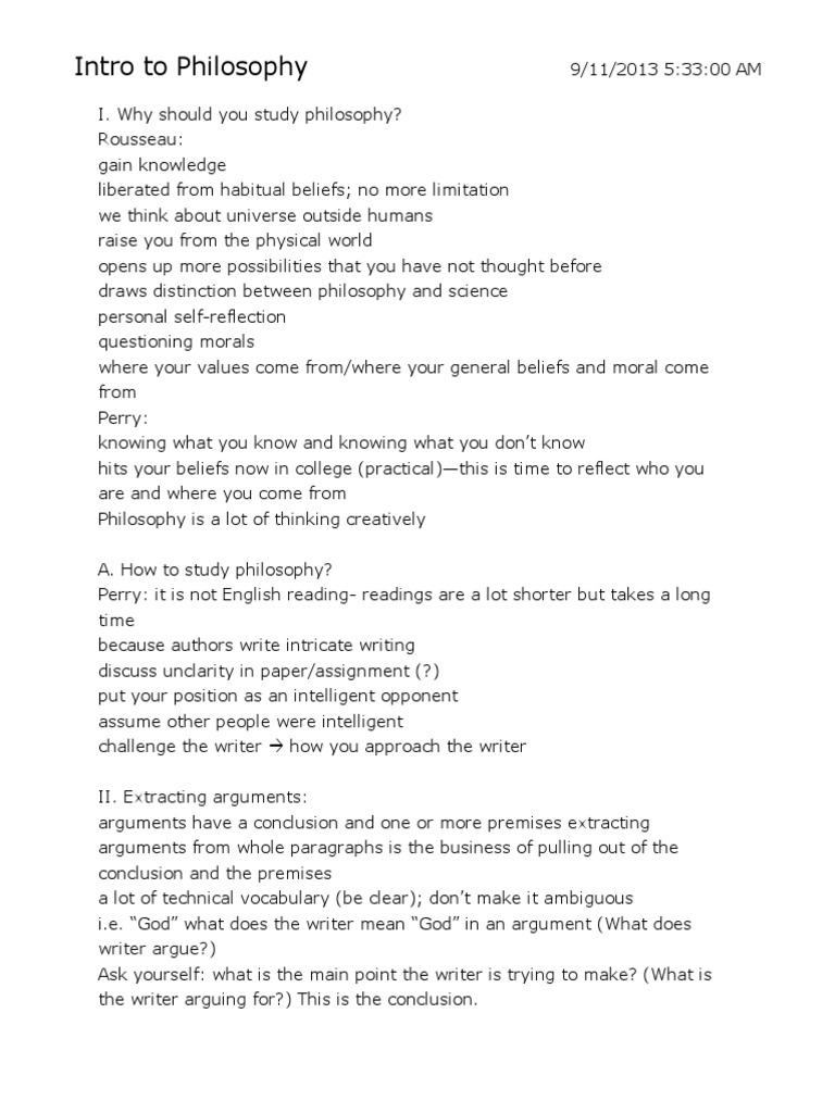 Introduction to Philosophy Concepts | PDF | Philosophy Of Mind ...