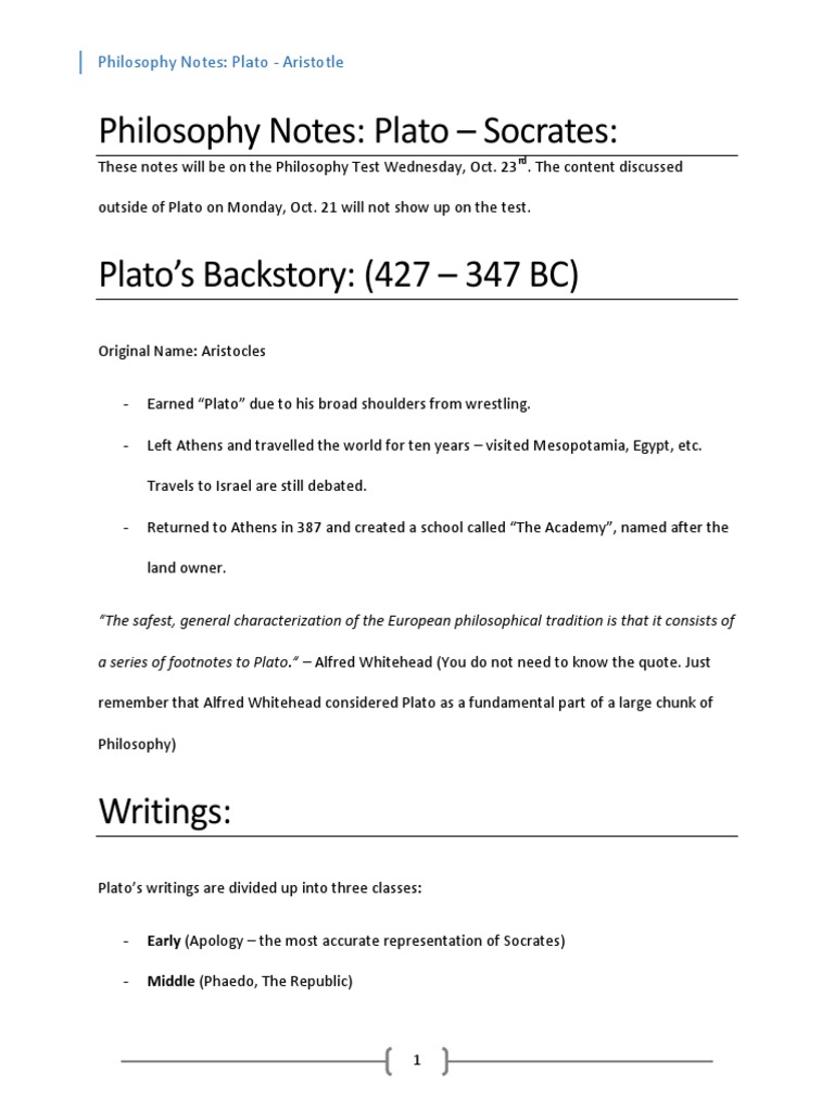 Philosophy Notes: Plato - Aristotle | Download Free PDF | Aristotle | Plato