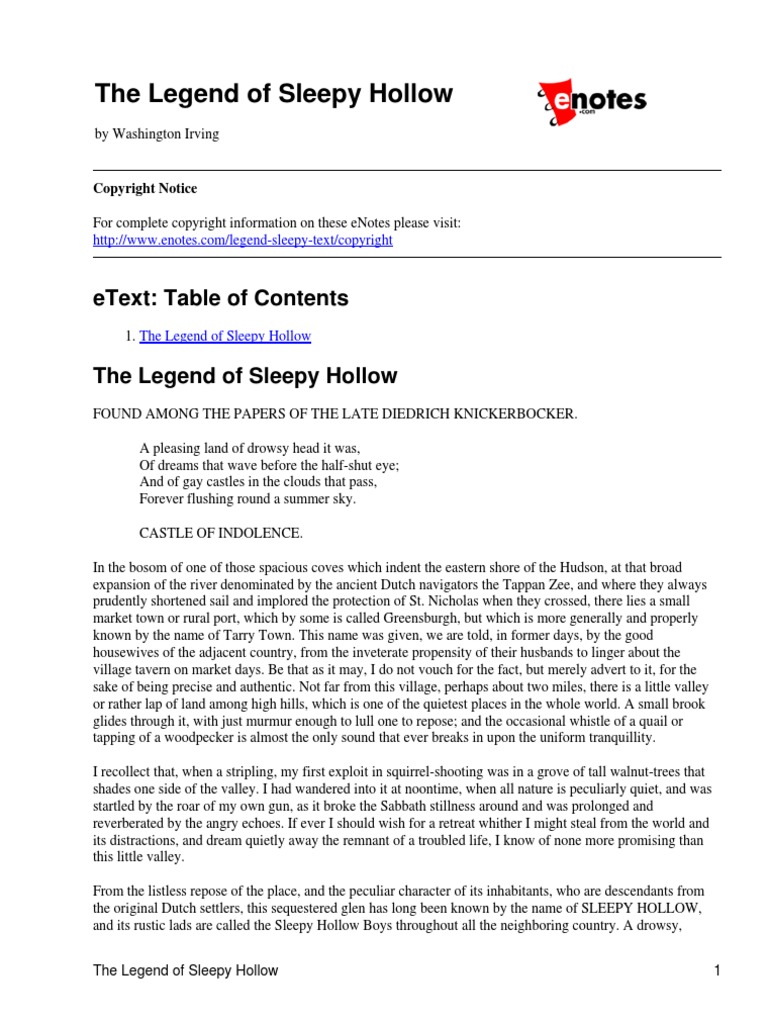 The Legend of Sleepy Hollow | PDF | Ghosts