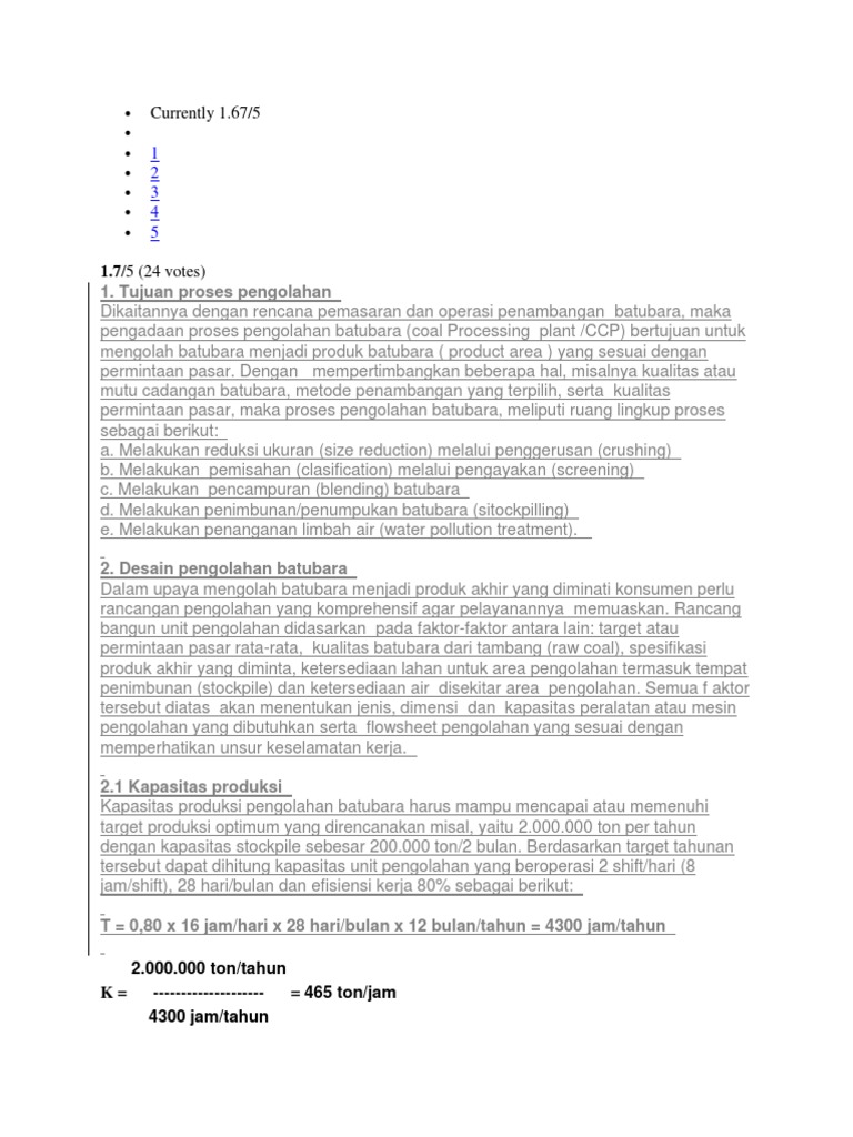 Coal Process 1 | PDF