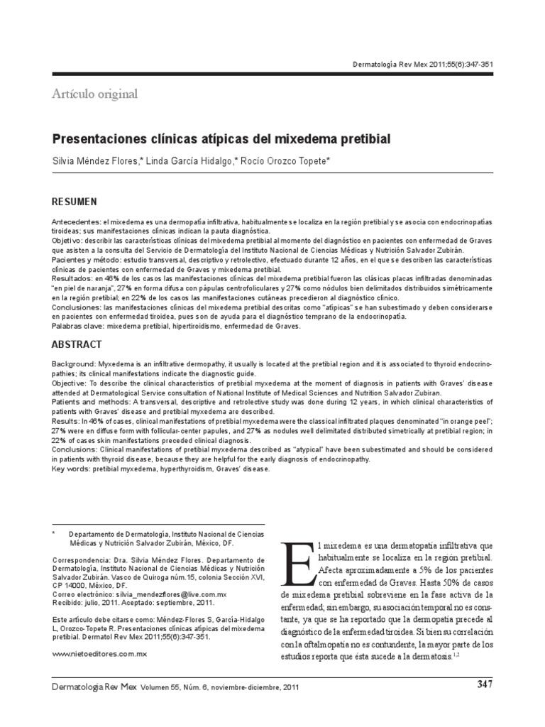 Mixedema Pretibial: Presentaciones Atípicas | PDF | Condiciones ...