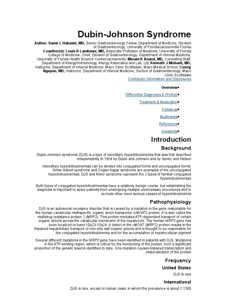 Dubin-Johnson Syndrome (DJS) | Medicine | Diseases And Disorders