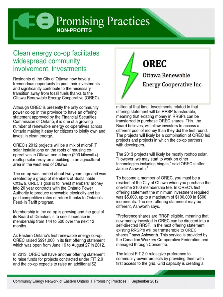 EnergyCooperatives OREC 28sept2012 | PDF | Renewable Energy ...