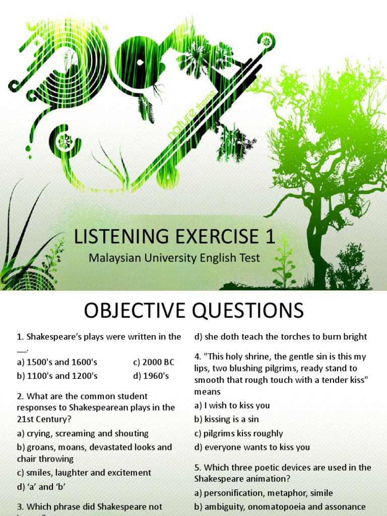 Muet Listening Exercise 1 2013 | PDF | Art | Poetry