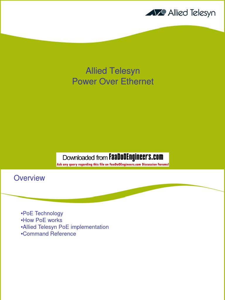 Allied Telesyn Power Over Ethernet | PDF | Network Switch | Physical ...