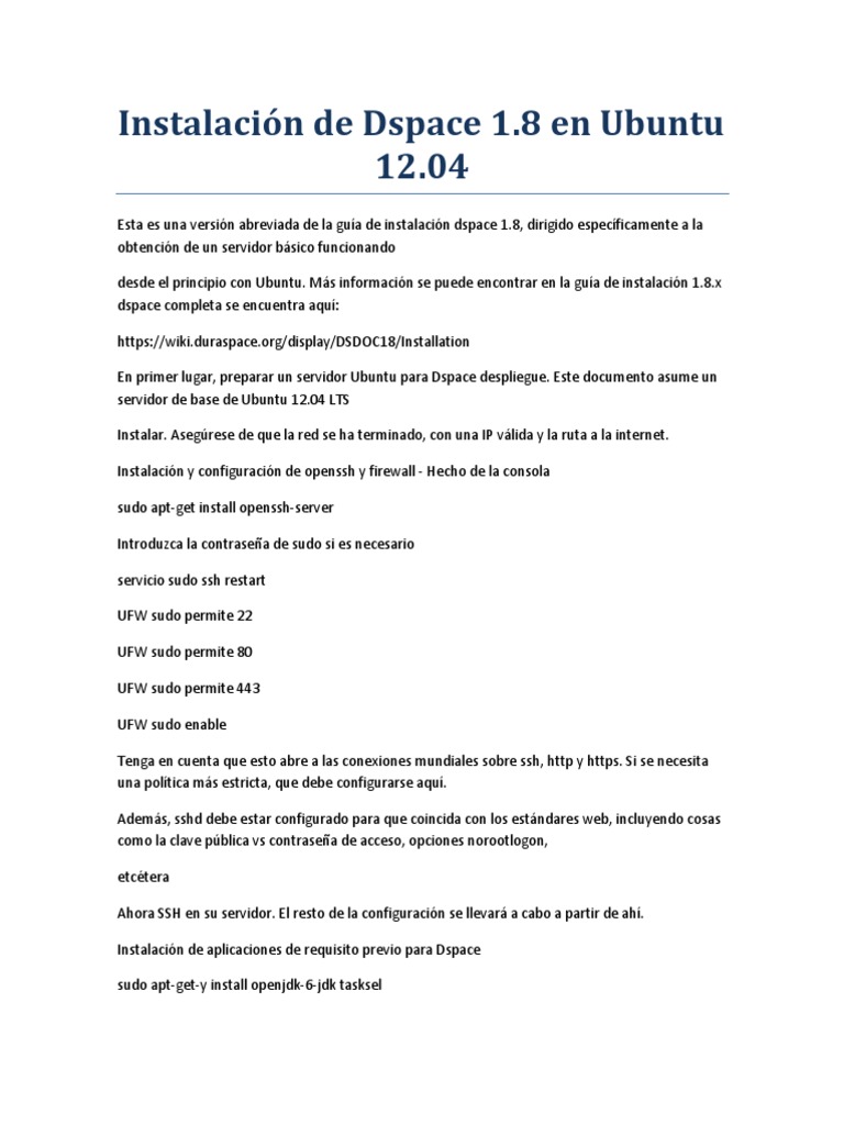 Instalación de Dspace 1 | PDF | Sudo | Transport Layer Security