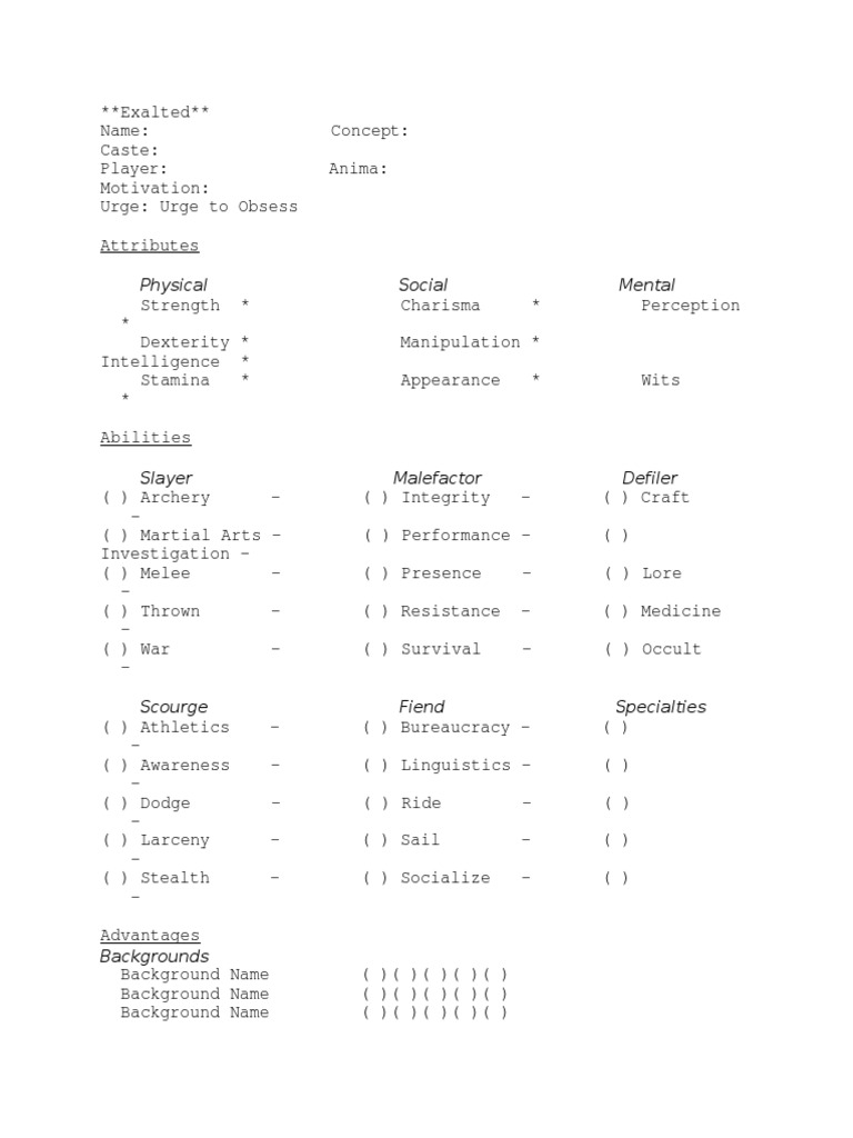 Infernal Character Sheet | PDF