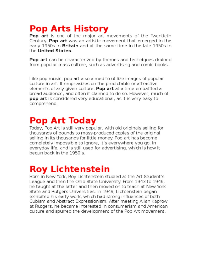 Pop Arts History | PDF
