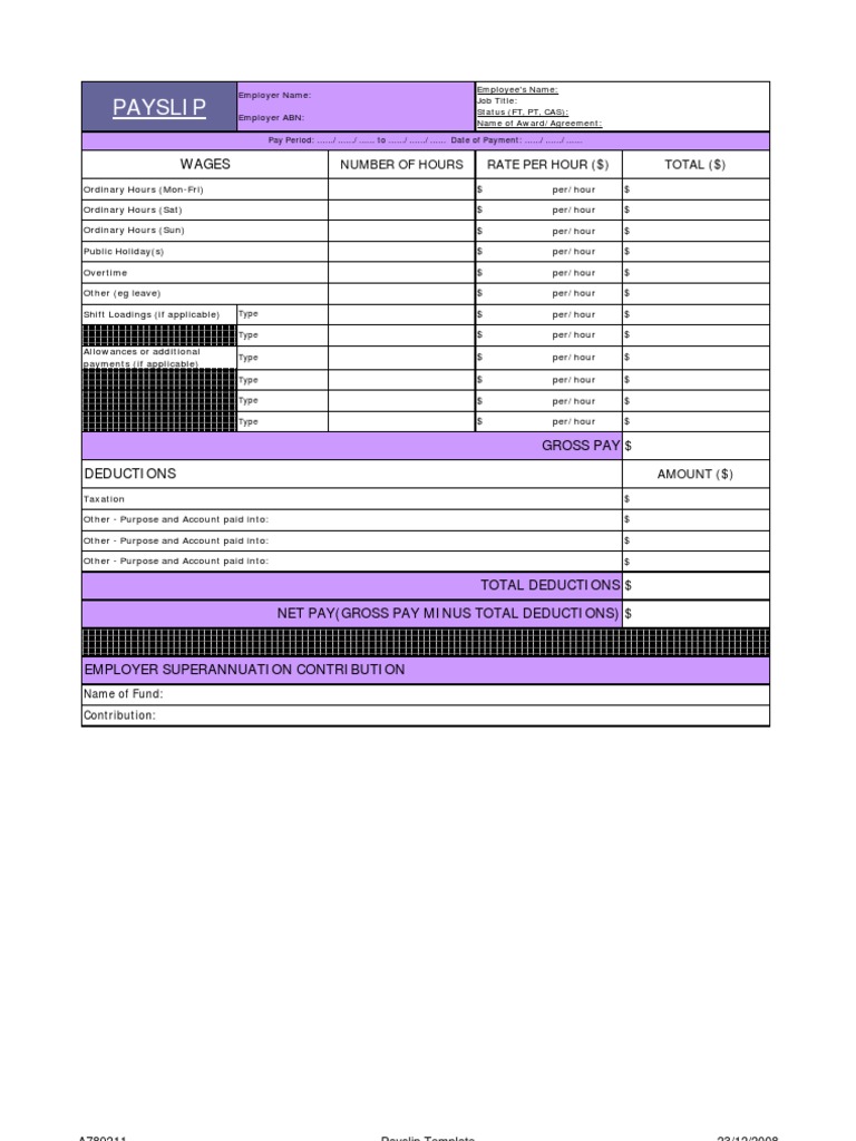 Detailed Payslip Template Guide | PDF | Employment | Public Finance