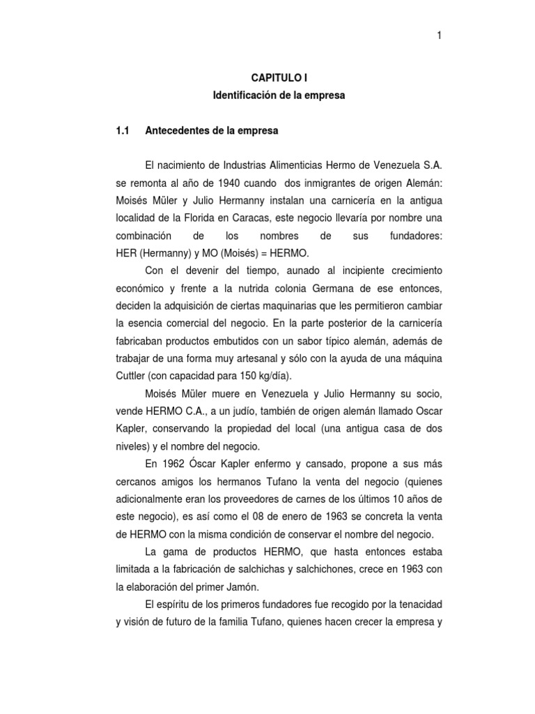 Historia y evolución de Industrias Alimenticias Hermo de Venezuela S.A ...