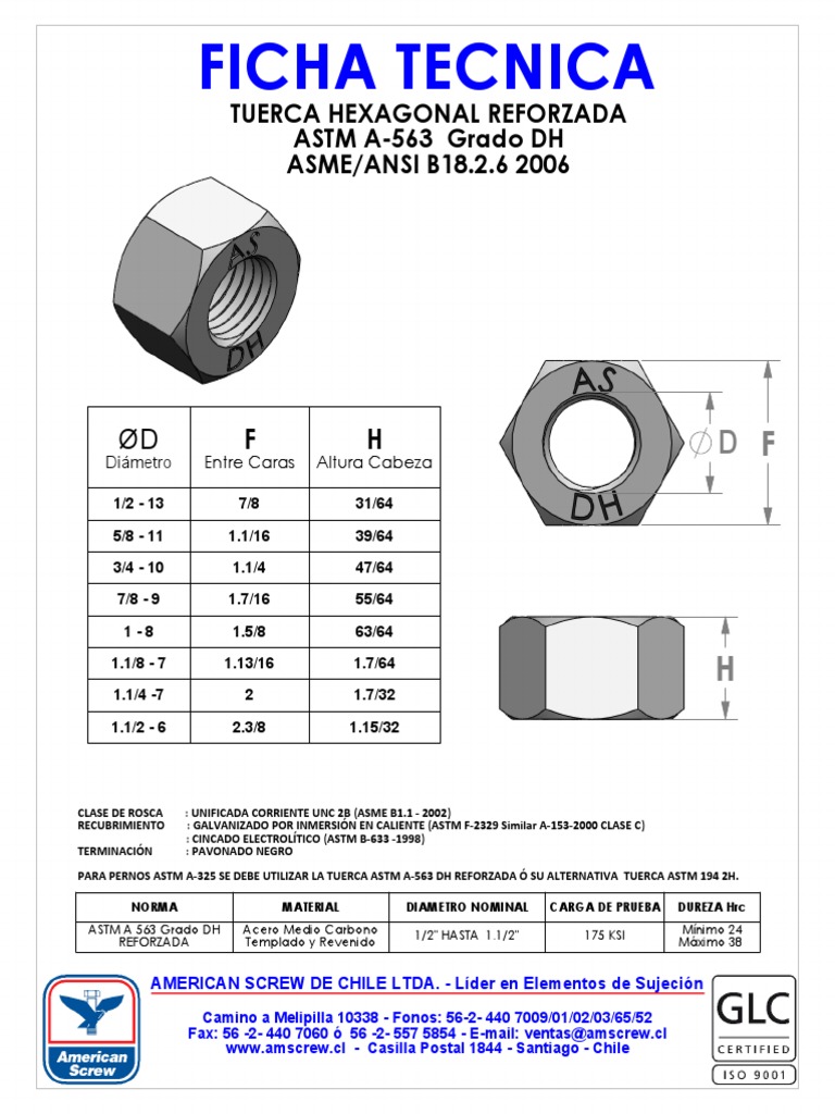 Ficha Tecnica t.h. Astm a-563 Dh Reforzada