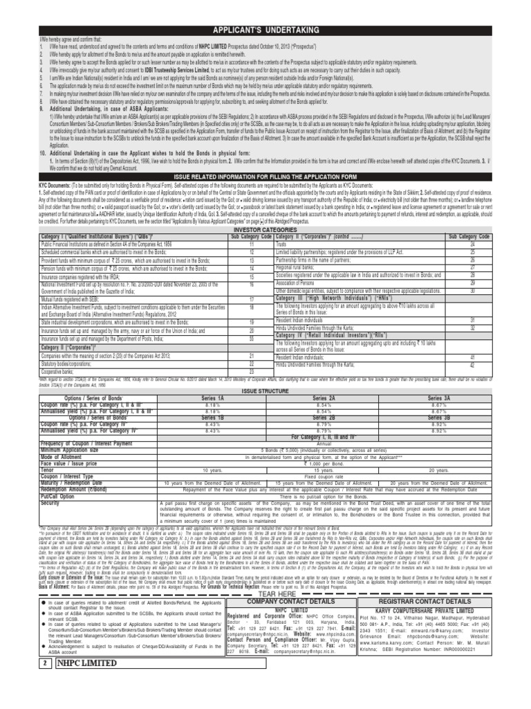 NHPC Application Form DetailsTNC PDF | PDF | Bonds (Finance) | Interest