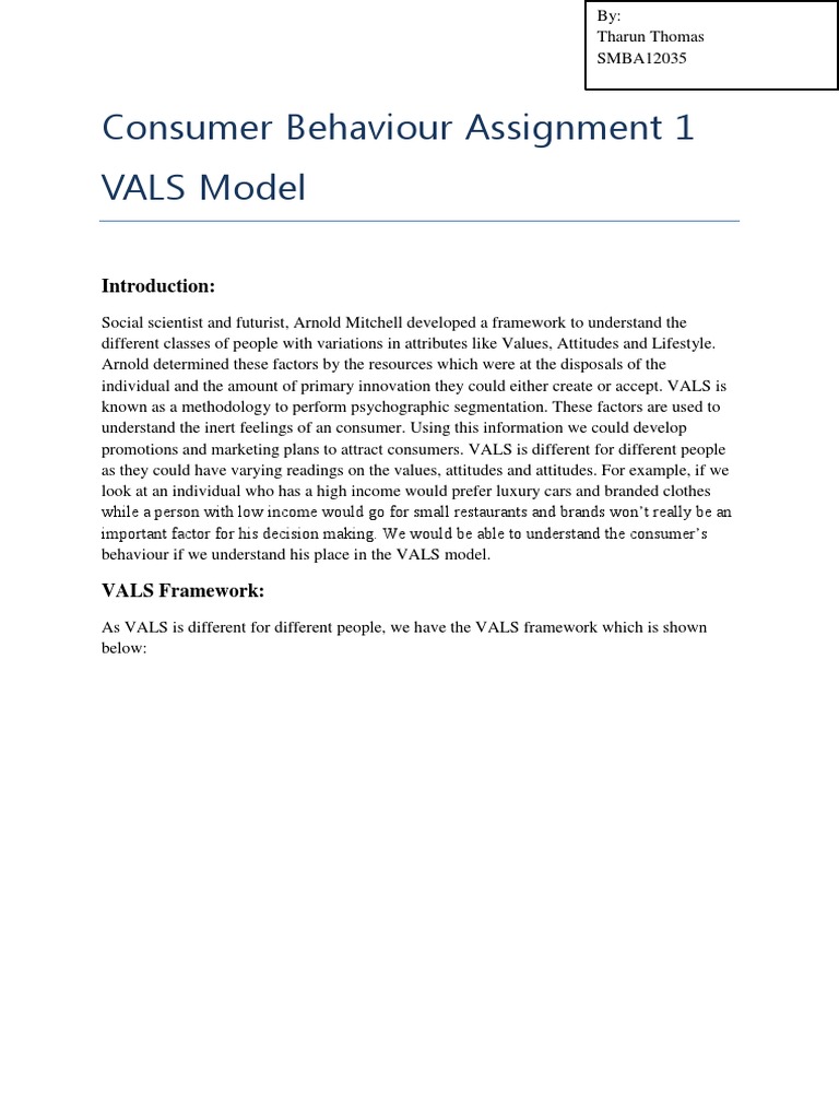 Understanding the VALS Model in Marketing | PDF | Consumer Behaviour ...