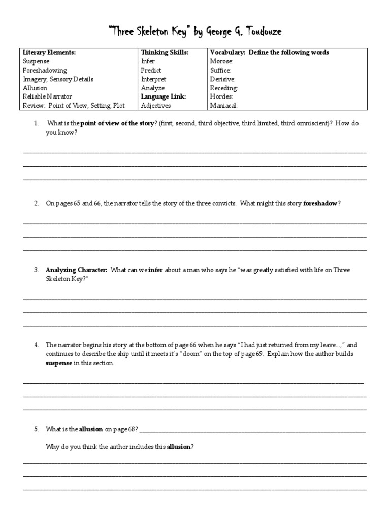 Three Skeleton Key Study Guide | PDF | Narration | Cognitive Science