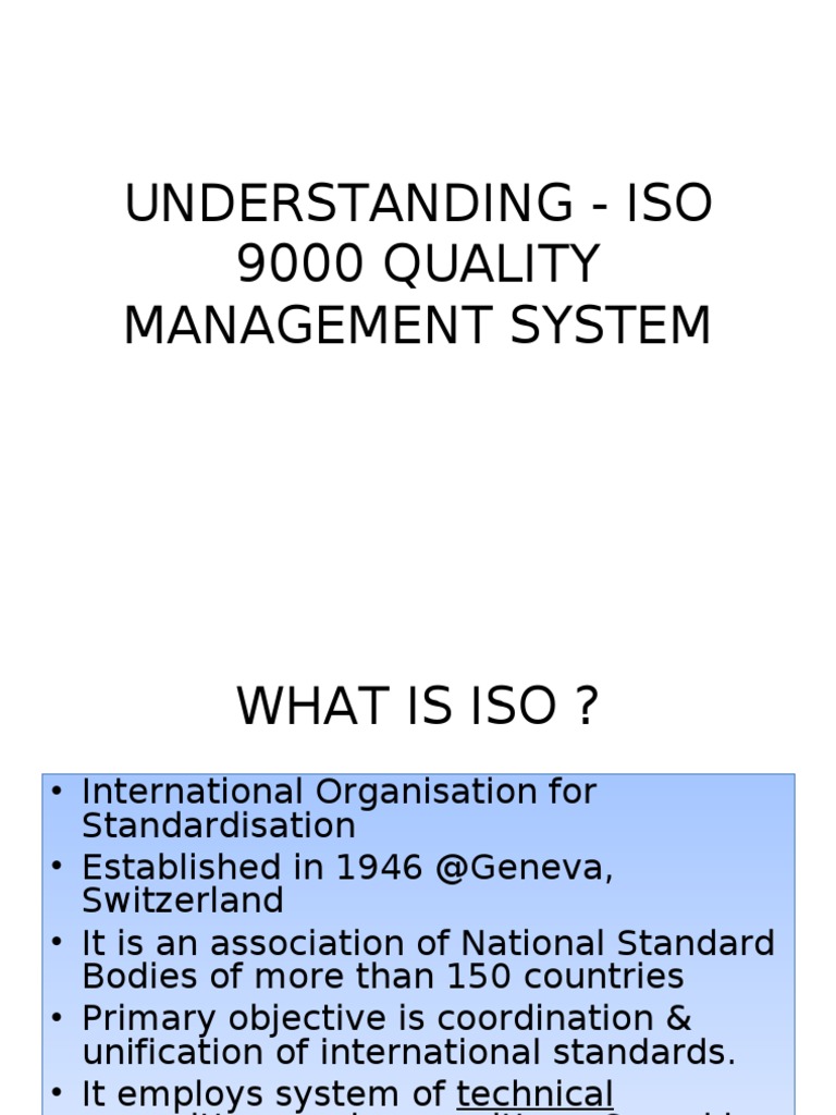 Understanding - Iso 9000 Quality Management System | PDF | Quality ...