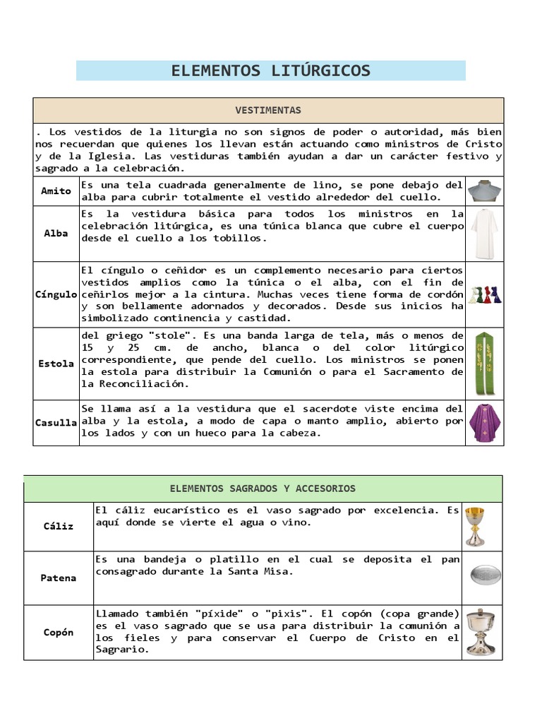 Elementos Litúrgicos | PDF | Misa (liturgia) | Altar