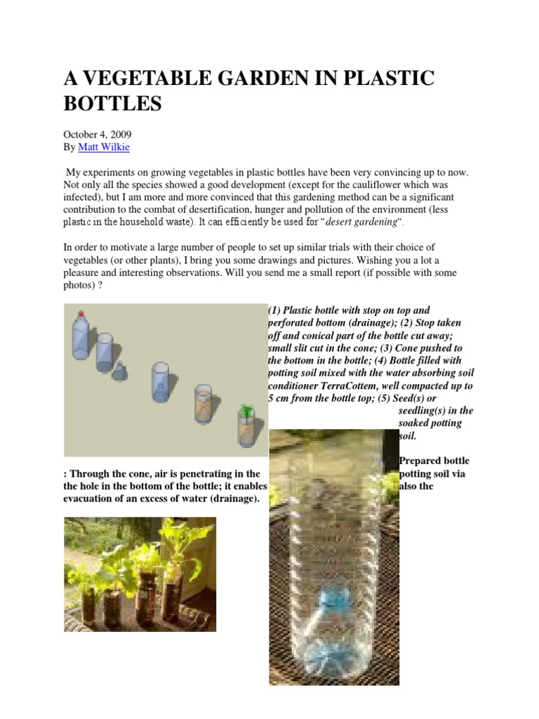 A Vegetable Garden in Plastic Bottles | PDF | Seed | Seedling