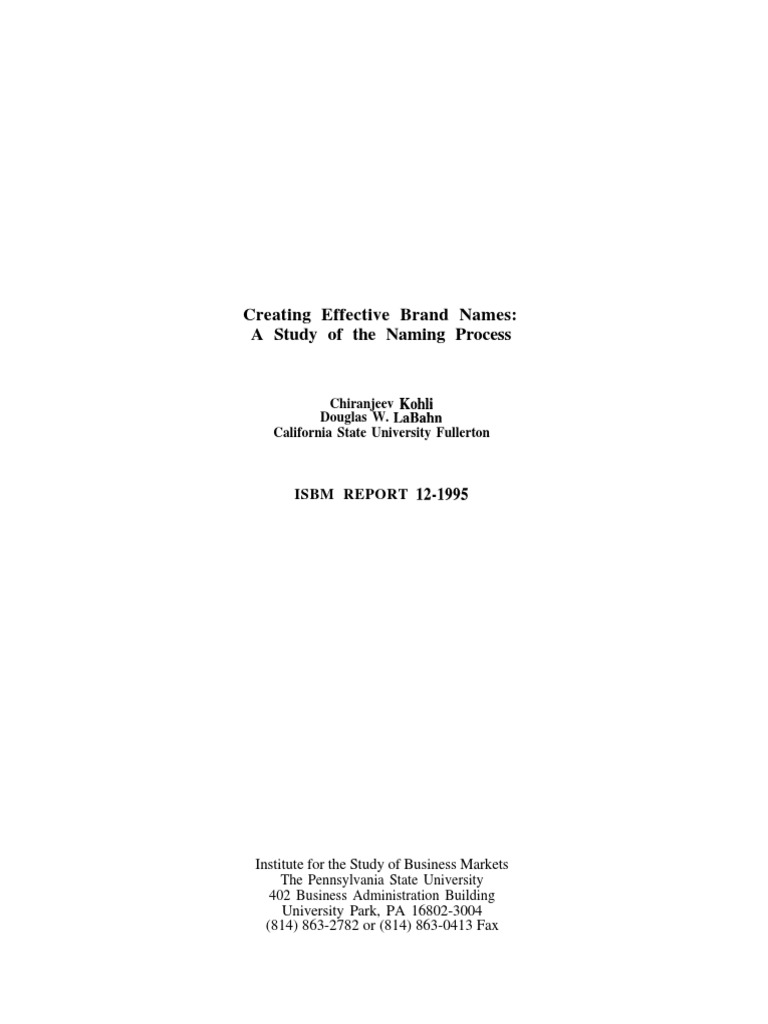 Creating Effective Brand Names | PDF