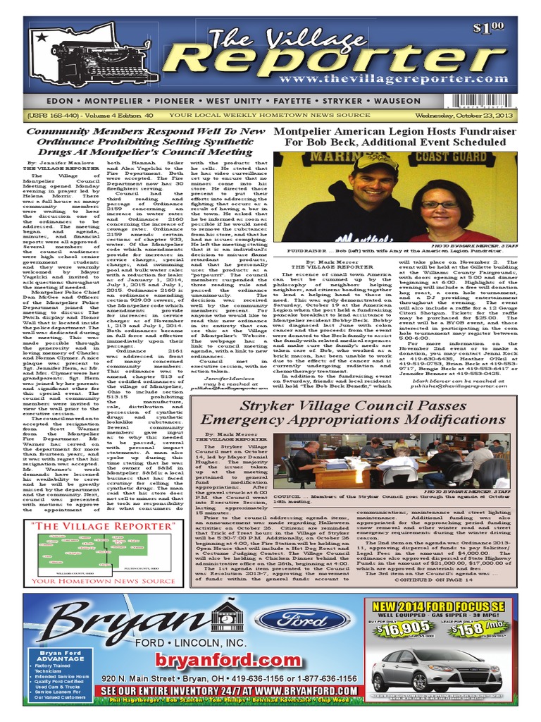 The Village Reporter - October 23rd, 2013 | PDF | Letter To The Editor ...