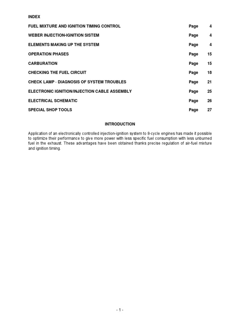 Weber Injection-Ignition System | PDF | Throttle | Fuel Injection