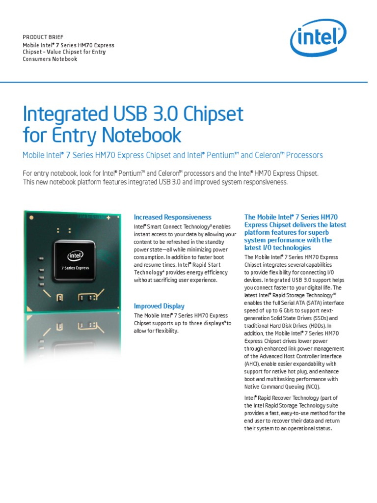 Hm70 Mobile Chipset Brief | PDF | Usb | Solid State Drive