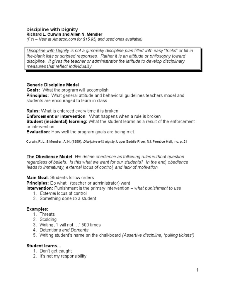 Discipline With Dignity - Notes | PDF | Motivation | Motivational