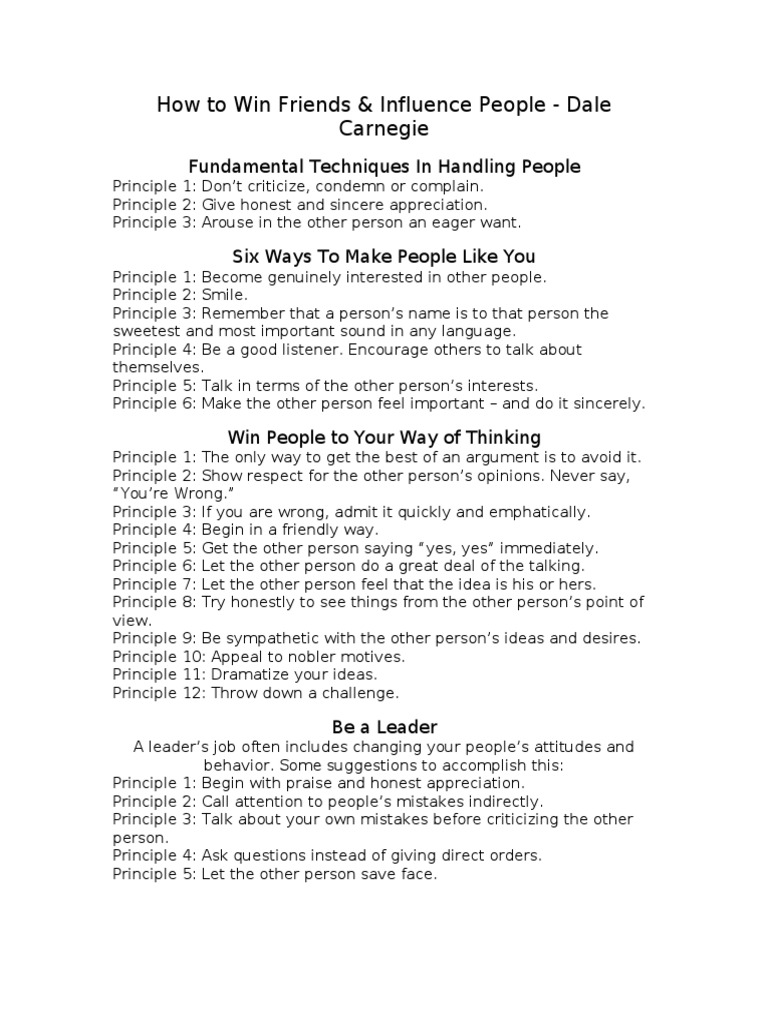 Dale Carnegie Principles
