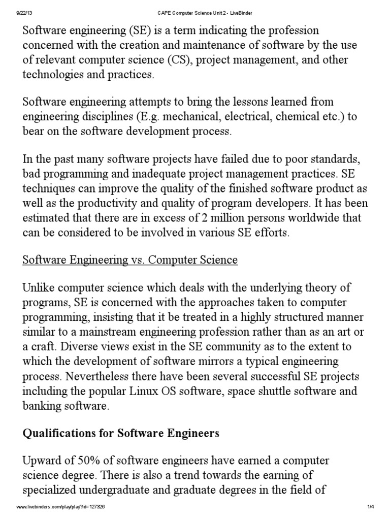 CAPE Computer Science Unit 2 - LiveBinde | PDF | Computer Science ...