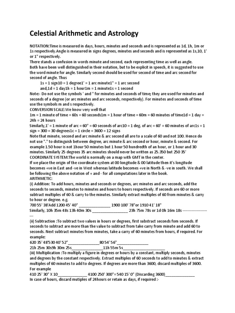 Celestial Arithmetic | PDF | Minute And Second Of Arc | Division ...